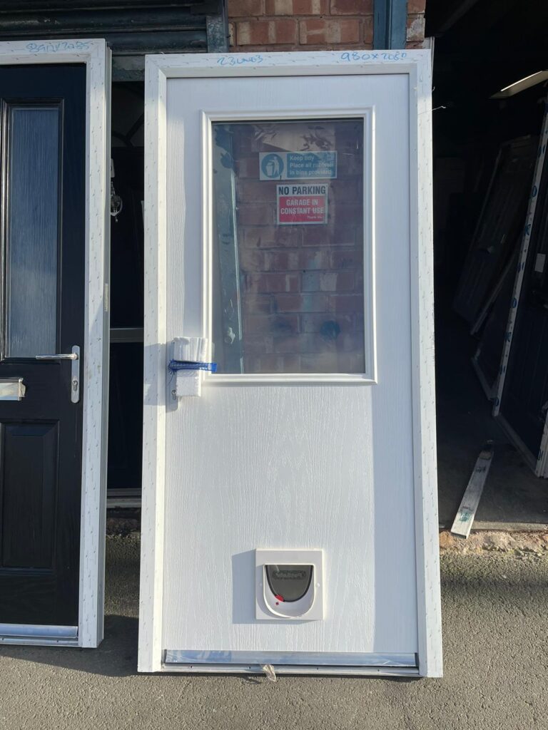 White Composite Traditional Cat flap Door 980 x 2080 mm 23UN03 - DOORS 4U