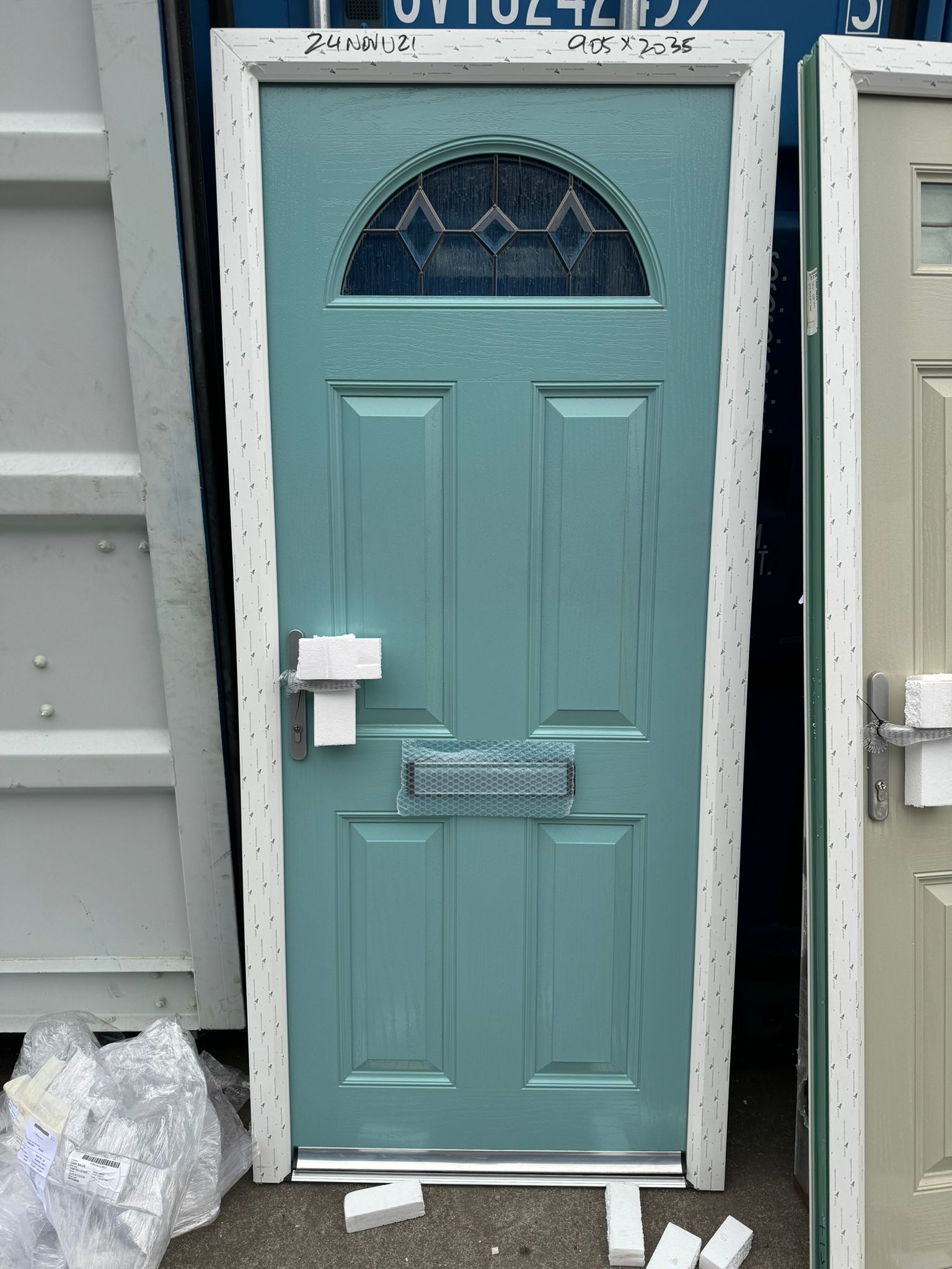 Mint Green Composite Traditional Door 905 x 2035 mm 24NOVU21 - DOORS 4U